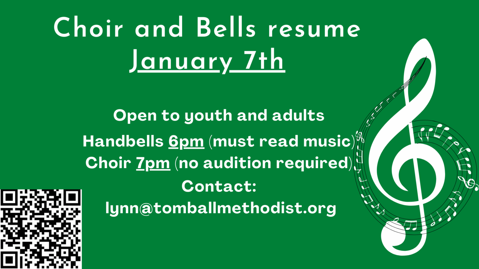 Choir and Bell rehearsals begin January 2026 – Tomball Methodist Church